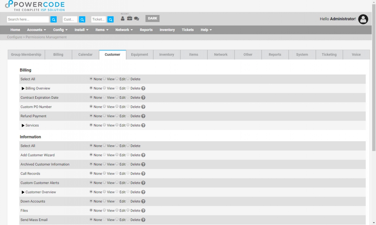 Permissions – Powercode