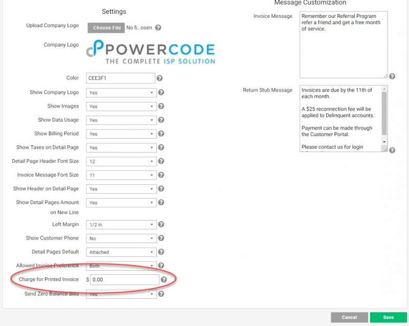 Automatic Paper Invoice Fees – Powercode