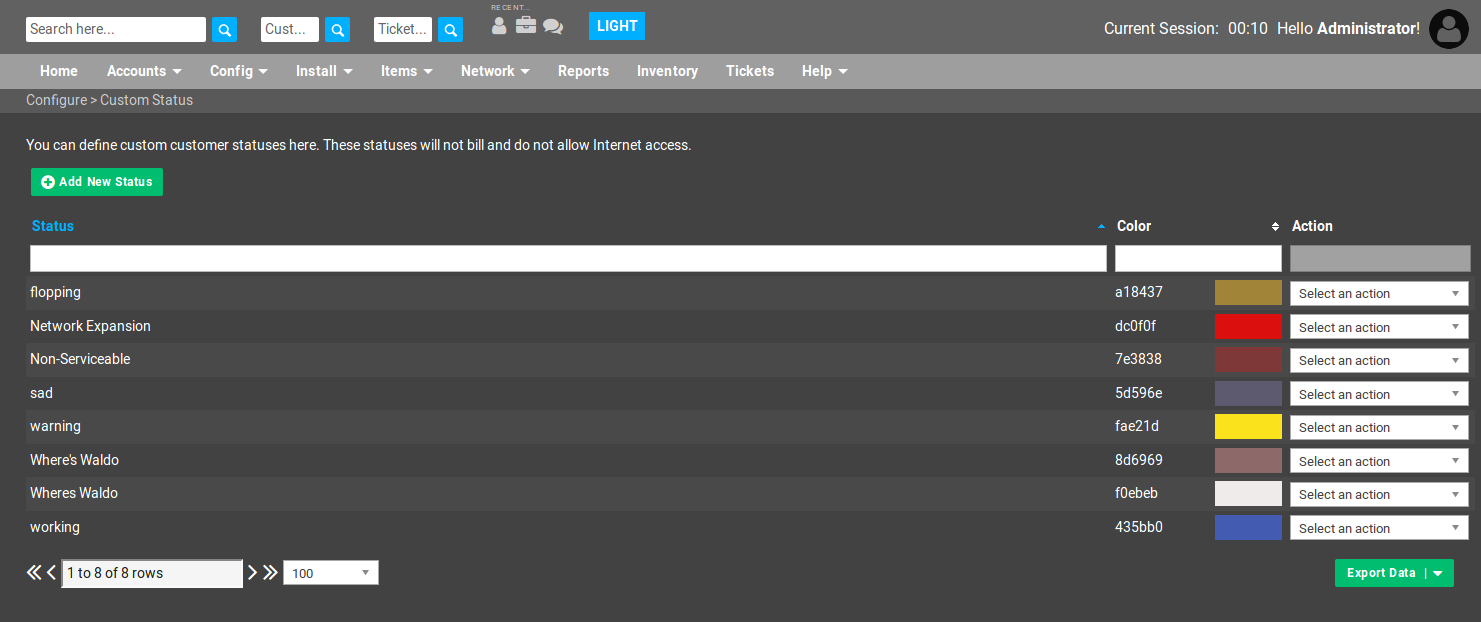 Custom Statuses – Powercode