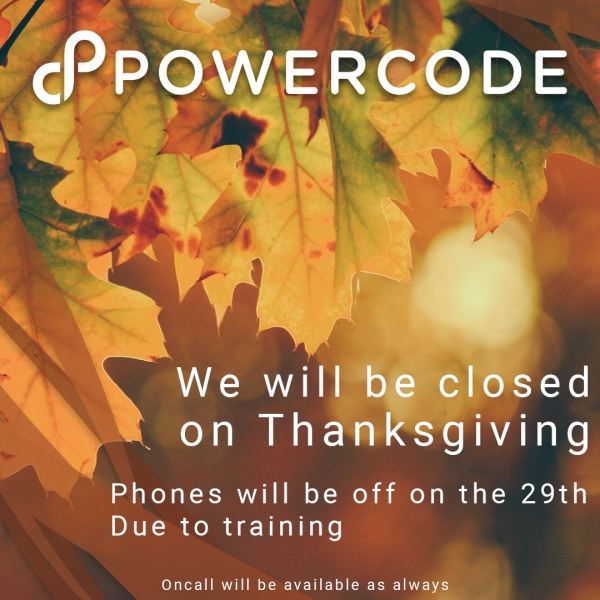 Closed for Thanksgiving – Powercode